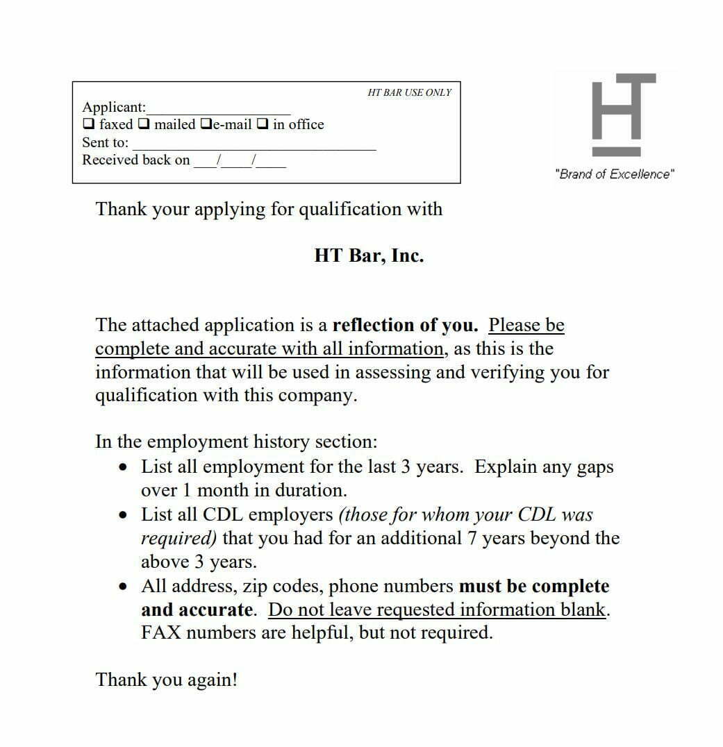 Submit application - HT Bar Inc.